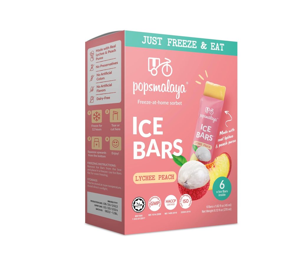 popsmalaya Ice Bars Lychee Peach (45ml x 6 bars) – The Little Market